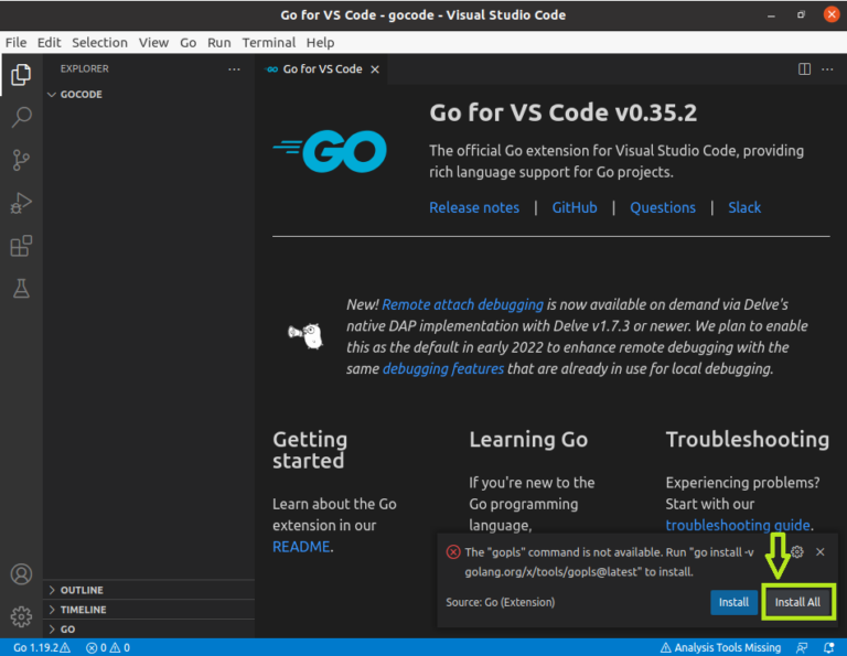 Go – Visual Studio Code on Ubuntu の利用 No.64
